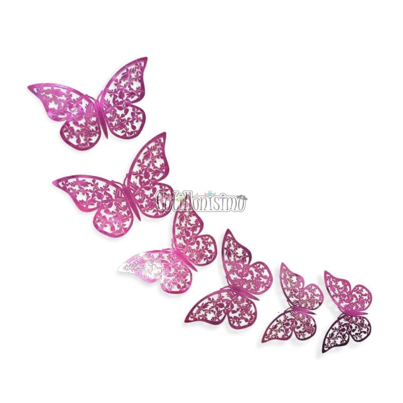 Adorno Mariposa Calada Fucsia x6 Unidades Modelos Surtidos - Cotillonisimo