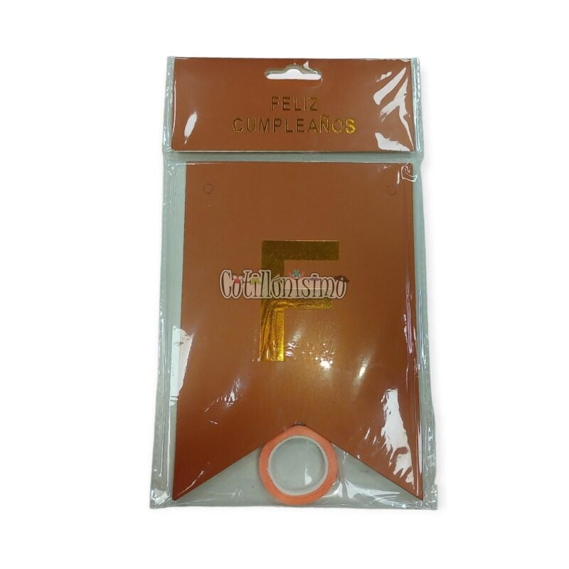 Banderin Feliz Cumpleaños Marron Claro - Cotillonisimo