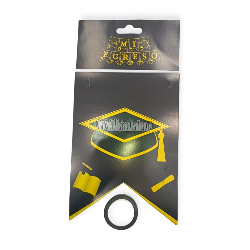 Banderin MI EGRESO Negro y Dorado - Cotillonisimo