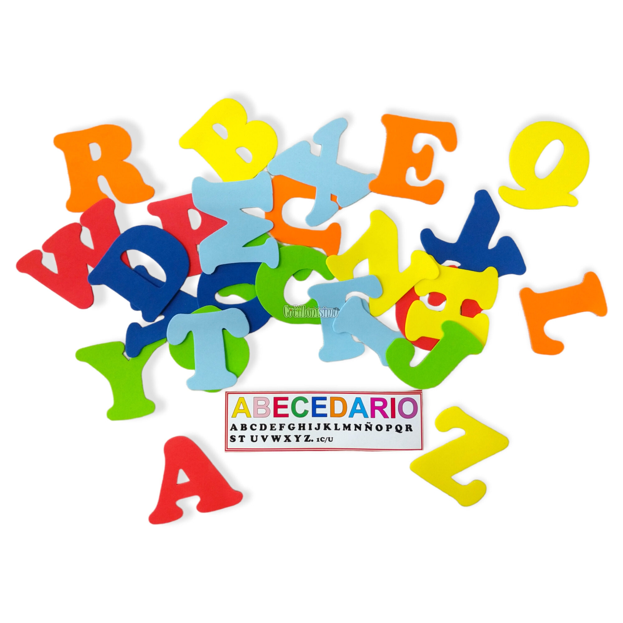 Letras Abecedario de Goma Eva Colores Surtidos x27u - Cotillonisimo