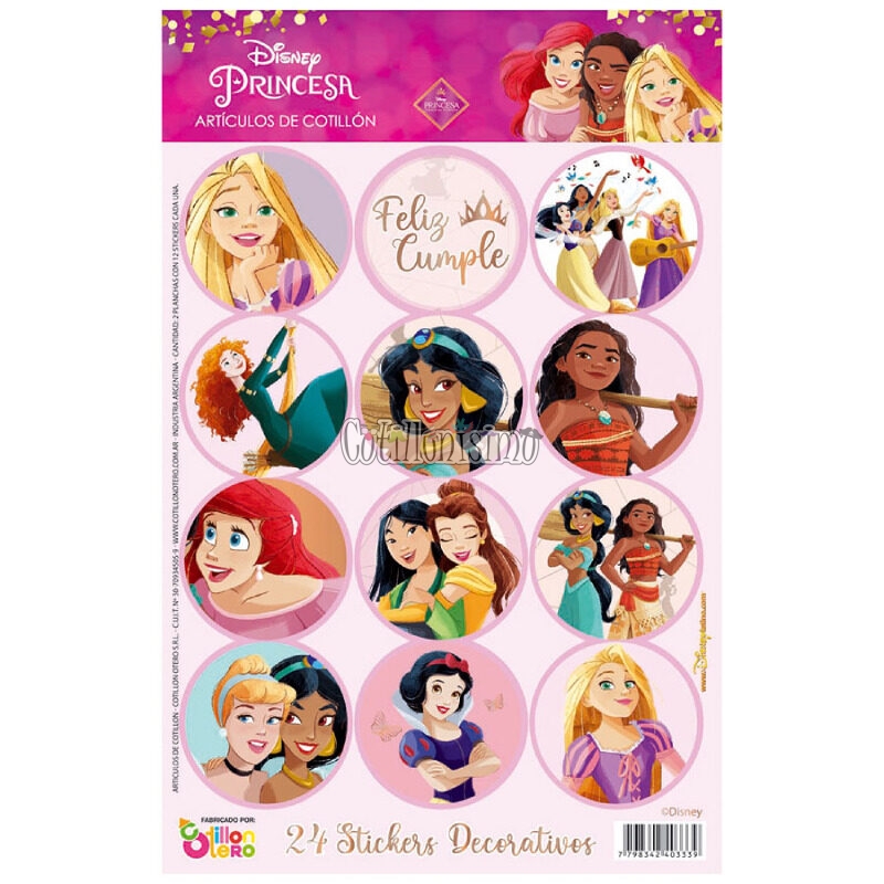 Stickers Autoadhesivos Princesas de Disney x24 Unidades Licencia ...