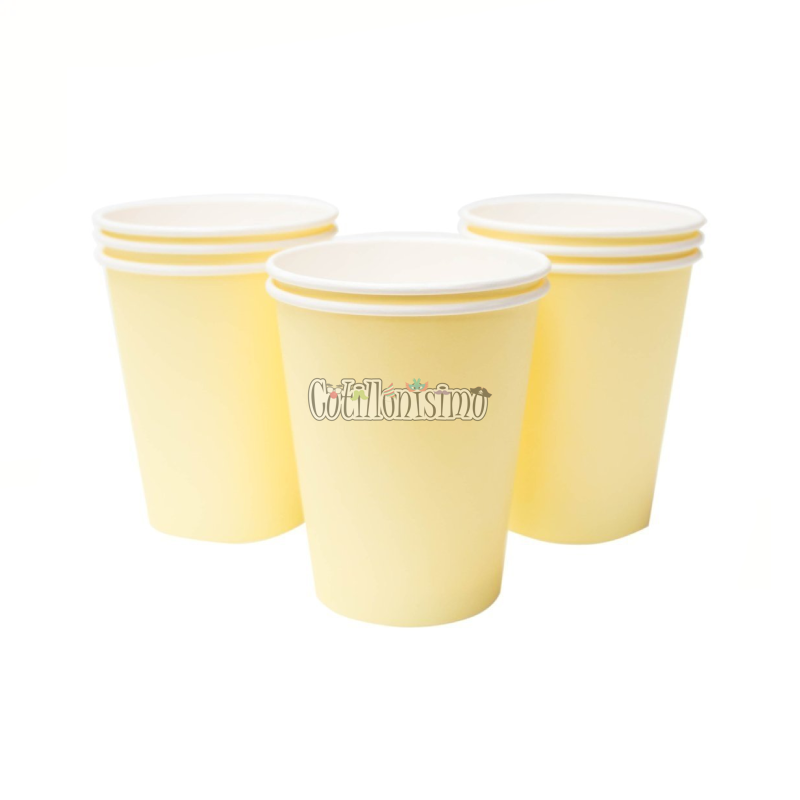 Vaso Polipapel Amarillo Pastel x8 Unidades - Cotillonisimo