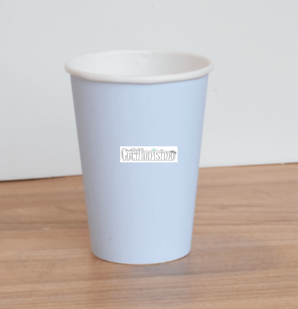 Vaso Polipapel Celeste Pastel X8 - Cotillonisimo