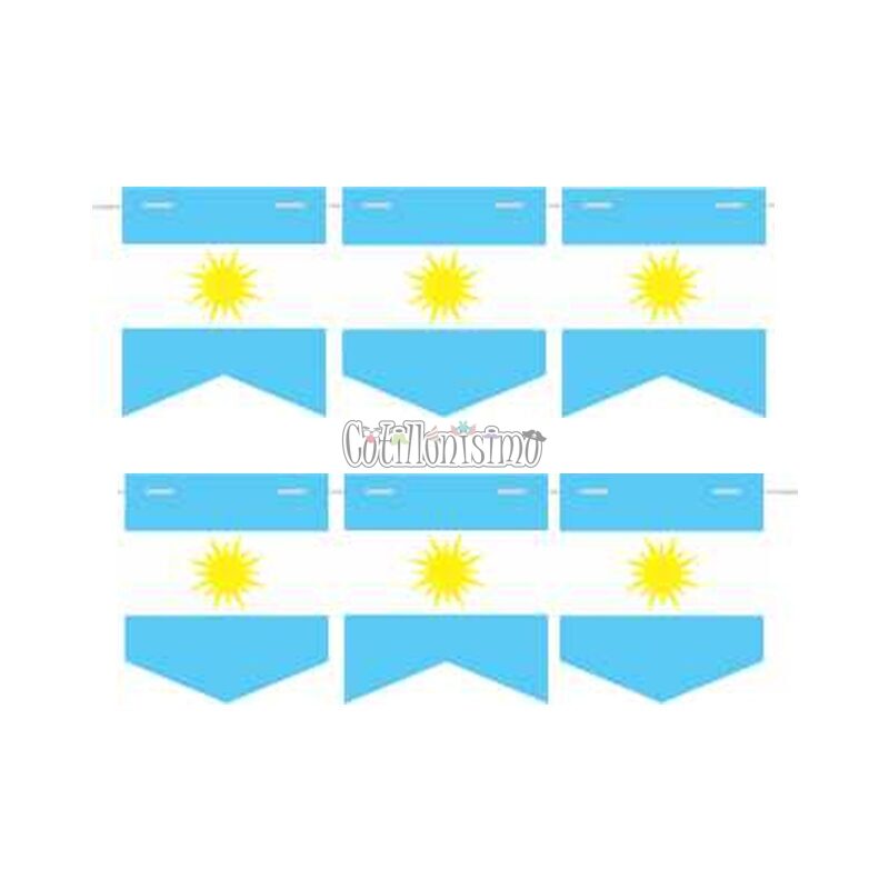 Banderin Bandera Argentina con Sol - Cotillonisimo