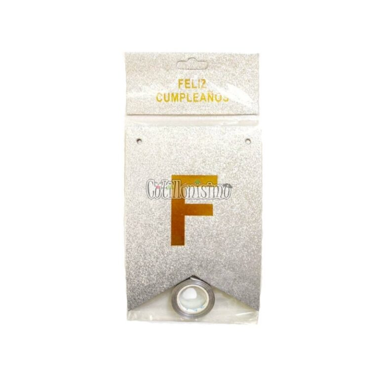 Banderin Feliz Cumpleaños Gibreado Plateado - Cotillonisimo