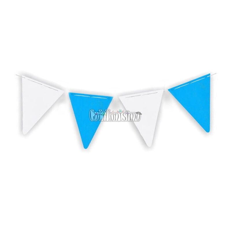 Banderin Patrio Triangular Celeste y Blanco Friselina | Cotillonisimo