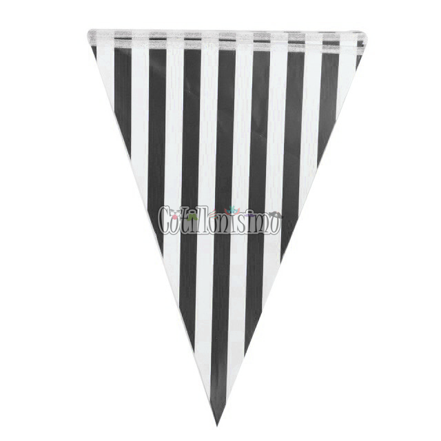 Banderín Rayas Negro y Blanco 2mts | Cotillonisimo