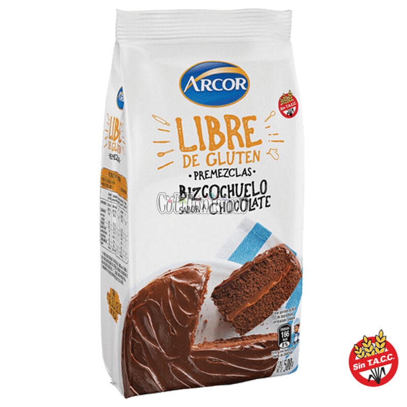 Bizcochuelo Sabor Chocolate Premezcla Arcor Sin TACC x500g | Cotillonisimo
