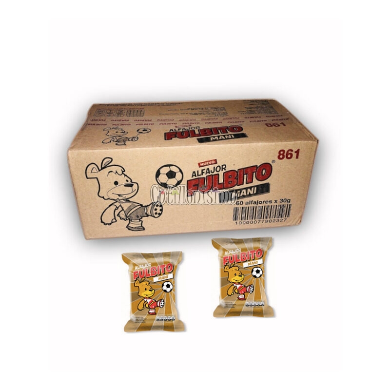 Caja Alfajor Fulbito Relleno Mani x30 gr x60 Unidades | Cotillonisimo