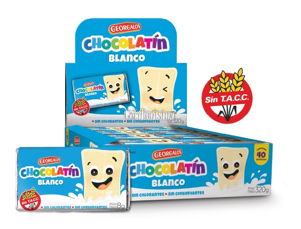 CHOCOLATIN GEORGALOS Blanco X40 Unidades | Cotillonisimo