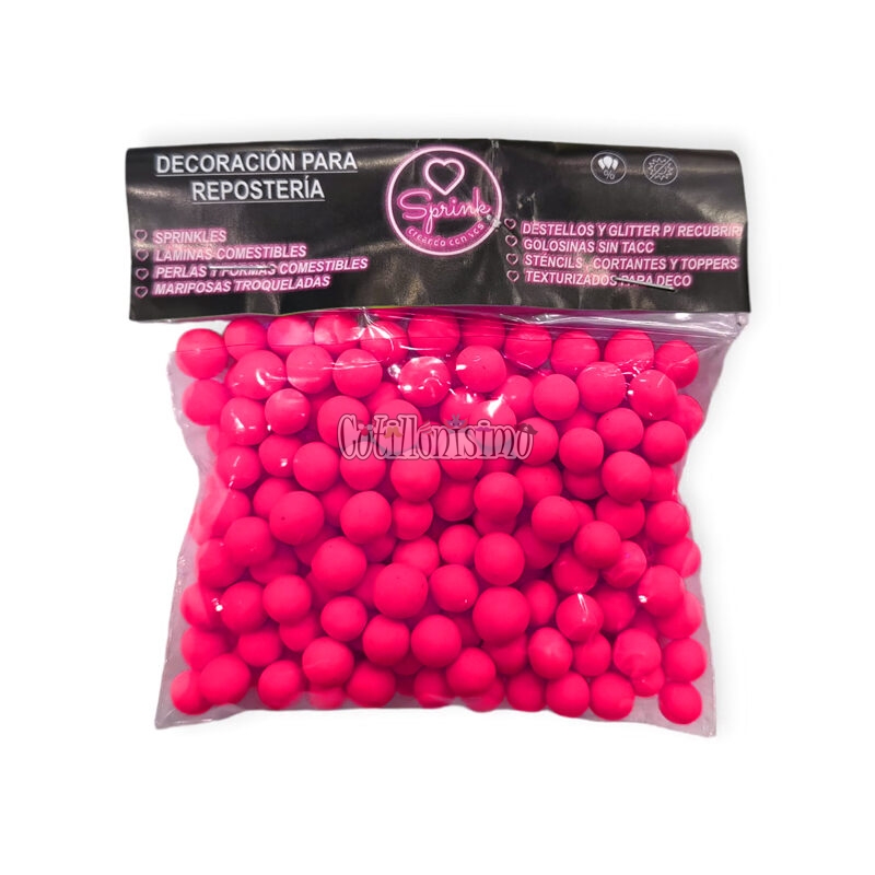 Drops Perlas Medianas Neon Rosa Sprink x40 Gramos | Cotillonisimo