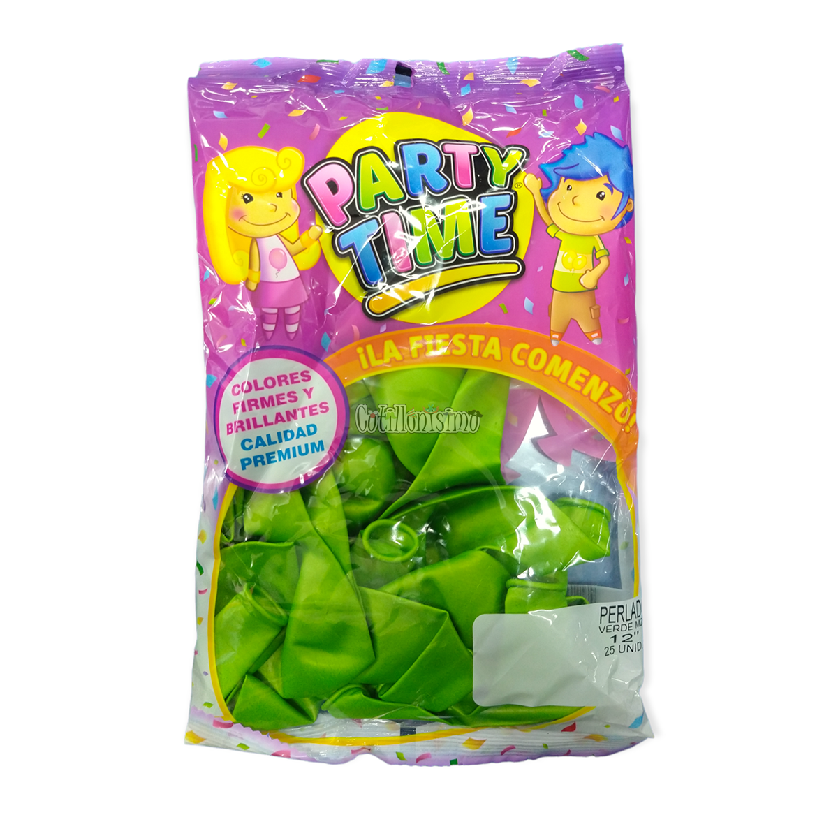 Globo Party Time Perlado 12 Pulgadas Verde Manzana x25u | Cotillonisimo