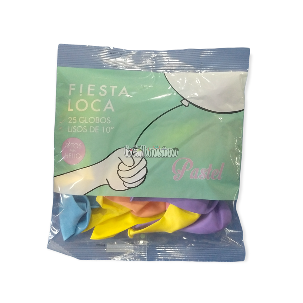 Globos Fiesta Loca 10 Pulgadas Lisos Multicolor Pastel x25u - Cotillonisimo