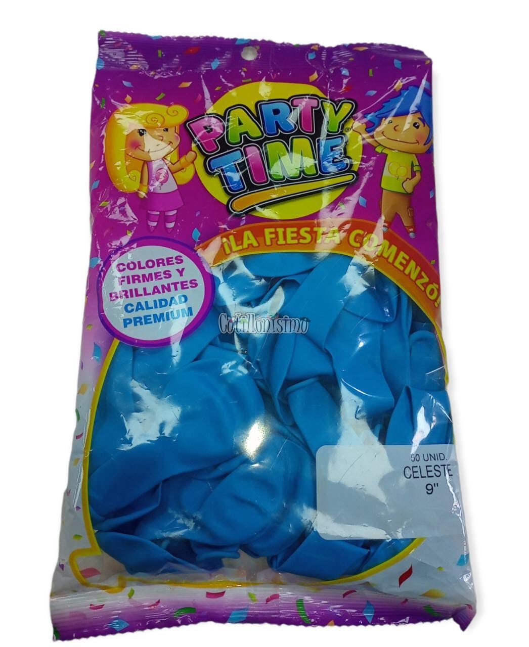 Globos Party Time 9 Pulgadas Standar Celeste x50u | Cotillonisimo