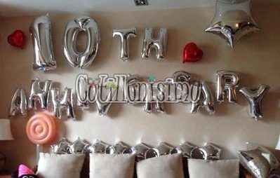 LETRAS Inflables PLATEADA 35cm de alto | Cotillonisimo