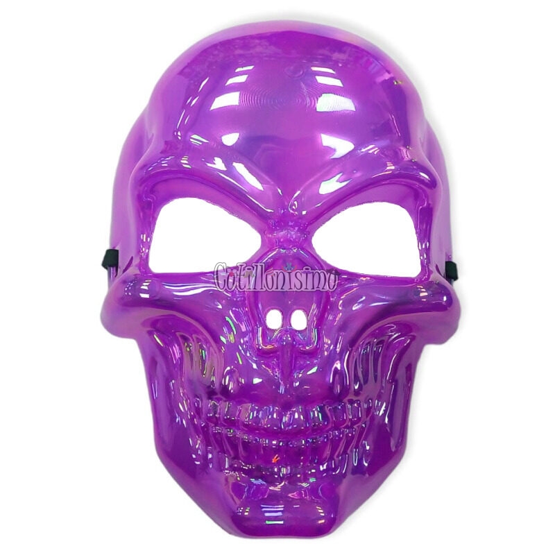 Mascara Calavera Tornasolada Violeta Plástico Rigido | Cotillonisimo