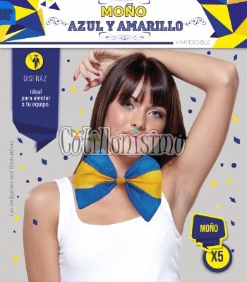 Moño AZUL y AMARILLO X5 (FRISELINA) | Cotillonisimo