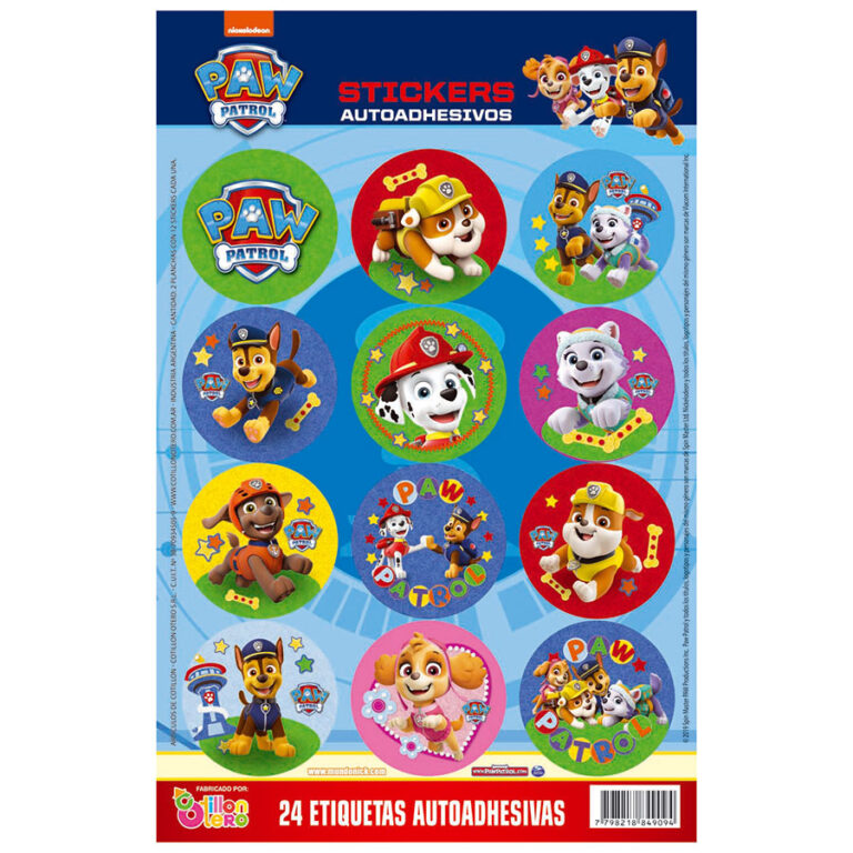 Stickers Autoadhesivos Paw Patrol x24 Unidades Licencia Oficial ...