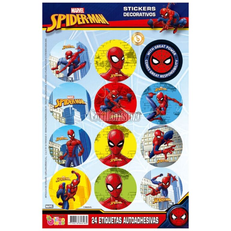 Stickers Autoadhesivos Spiderman x24 Unidades Licencia Oficial ...
