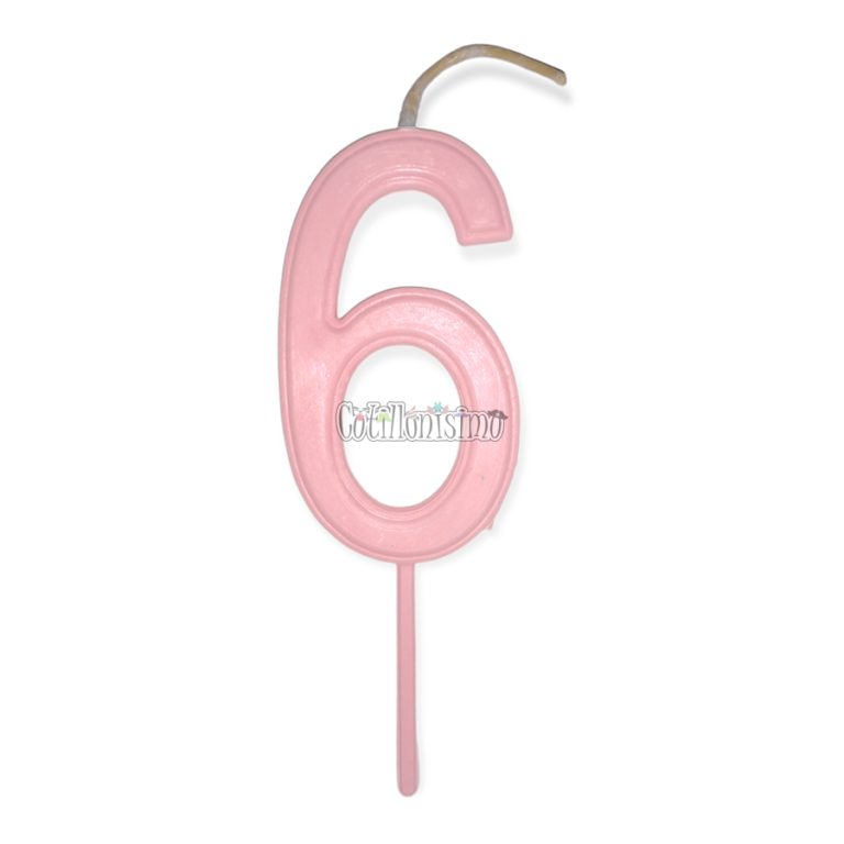 Vela Numero 6 Color Rosa Pastel 11cm | Cotillonisimo