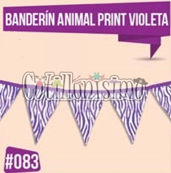 Banderin Animal Print Color VIOLETA 3 Mts (Friselina) | Cotillonisimo