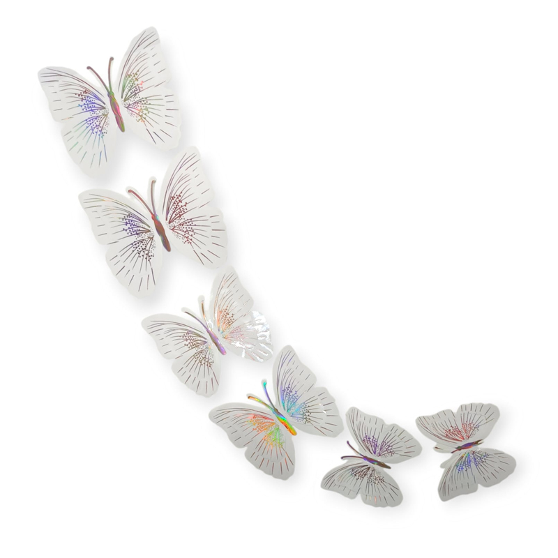 Adorno Mariposa Calada Blanco Brillante x6 Unidades | Cotillonisimo