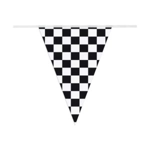 Banderín Triangular De Carreras Cuadriculado Blanco y Negro 2mts ...