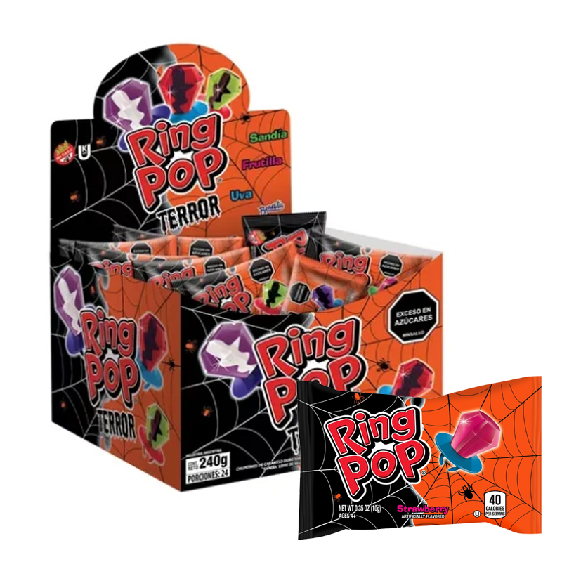 Caja Chupetín Ring Pop Anillo x24U Halloween | Cotillonisimo